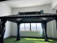 China Outdoor Garden Metal Gazebo 3x3.65x2.85M with Mosquito Netting and Polyester Sidewalls for sale