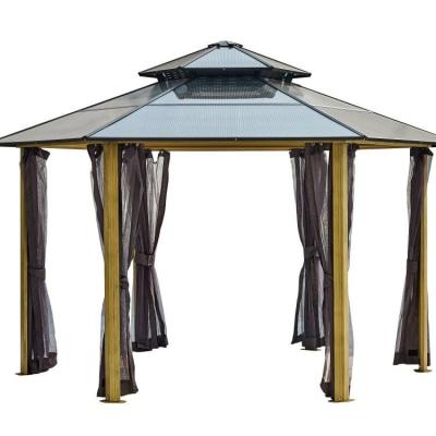 China Aluminum Frame 2x2x2x2.8M Hexagonal Hardtop Gazebo Weather Resistant Sun Shelter for sale
