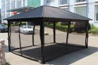 China Outdoor Garden Pergola 4.85x3.65x2.75m Galvanized Steel Aluminum Frame with Fabric Roof for sale