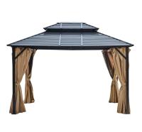 China 3x3.65x2.75m Double Topped Aluminum Tube Gazebo with Polyester Sidewalls for Garden Party for sale