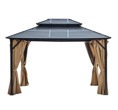 China 3x3.65x2.75m Double Topped Aluminum Tube Gazebo with Polyester Sidewalls for Garden Party for sale