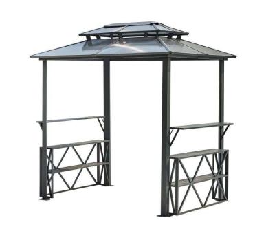 China Double Topped Polycarbonate Board Gazebo 2.35x1.7x2.45m Aluminum Frame Outdoor Pergola for sale
