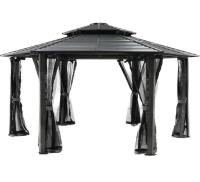 China Aluminum Frame 4x4x2.8M Hexagonal Hardtop Gazebo Weather-Resistant Outdoor Sun Shelter for sale