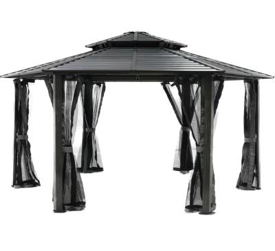 China Aluminum Frame 4x4x2.8M Hexagonal Hardtop Gazebo Weather-Resistant Outdoor Sun Shelter for sale