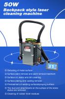 China Portable Backpack Laser Cleaning Machine Lithium Battery 50W 100W 200W for Rust Paint Oil Stain Graffiti Removal for sale