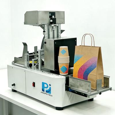 China Desktop Inkjet Printing Machine High-Speed Single Pass Digital Printer for Coffee Cups Napkins Kraft Paper Bags for sale