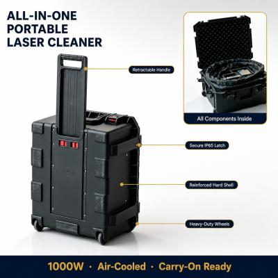 China 1000W Portable Pulse Fiber Laser Cleaning Machine, Air-Cooled Handheld Laser Cleaner for Metal Rust Paint Removal for sale