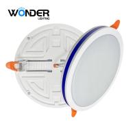 China 3cct Colorful Aluminum Edge Lit Downlight Cri80 PS Diffuser Frameless Backlit Smd2835 Dimmable Free Open Cut Hole 24w 36w 6500K Round Recessed LED Panel Light for sale