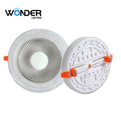 China Skd Adjustable Cut Out Smd2835 Tri Color Dimmable White+blue Red Green Led Downlight Crystal Ps Aluminum 18w 24w 36w Cob Round Recessed LED Panel Light for sale
