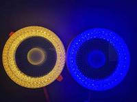 China Skd Adjustable Cut Out Smd2835 Tri Color Dimmable White+blue Red Green Led Downlight Crystal Ps Aluminum 18w 24w 36w Cob Round Recessed LED Panel Light for sale