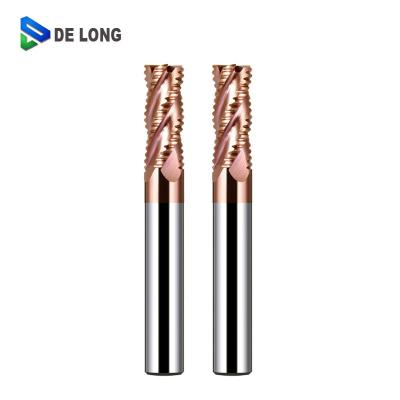 China 55 Degree Helix Angle Solid Carbide Roughing End Mill for Heavy-Duty Roughing with Thermal Nano-Coating for sale