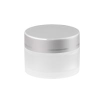 China 20g Round Cosmetic Cream Jar Transparent Frosted Glass Jars With Silver Plastic Lid for sale