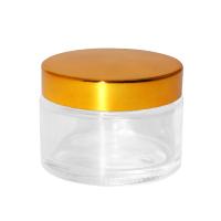 China Portable Glass Cream Jars 30g Cosmetic Cream Containers With Golden Colored Lid for sale