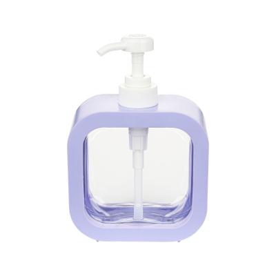 China 500ml PET Lotion Bottle Double Layer Press Type Bottle Purple for sale