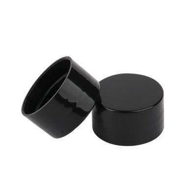 China 24/410 28/410 Plastic Cap Smooth Black Screw Cap For Cosmetic Packaging for sale