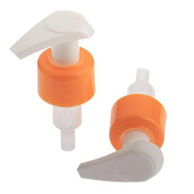 China Custom Color Left Right Lock Pump Orange Plastic Pump Dispenser Tops for sale