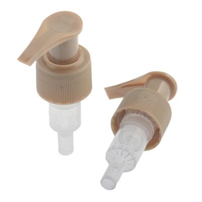 China Brown Left Right Lock Pump Customizable Body Cream Pump With Transparent Parts for sale