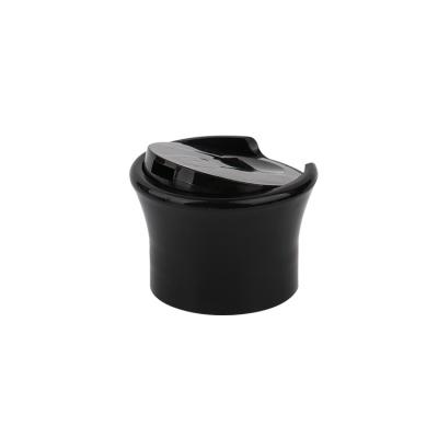 China Press Type Disc Top Cover Black 24/410 Flip Top Caps For Cosmetic Packaging for sale