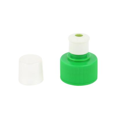 China Plastic Push Pull Closures 28/410 Sports Water Bottle Cap Green for sale