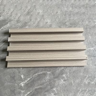 China Wall Decoration WPC Slatted Cladding Outdoor Wall Panel 3D Embossing for sale