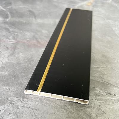 China Durable Solid Pvc Skirting Board Decorative Lines Embossed for sale
