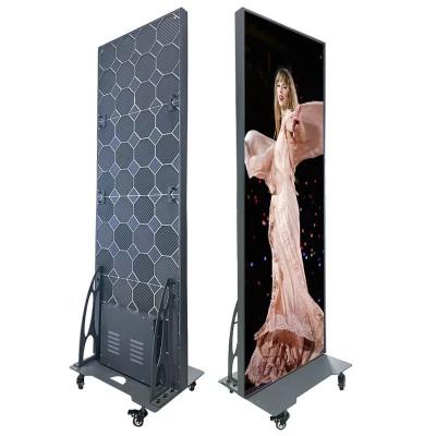 China Single Side Indoor LED Poster Display with Movable Wheels - 640×1920mm Cabinet, 600-1000cd Brightness for Commercial Advertising for sale
