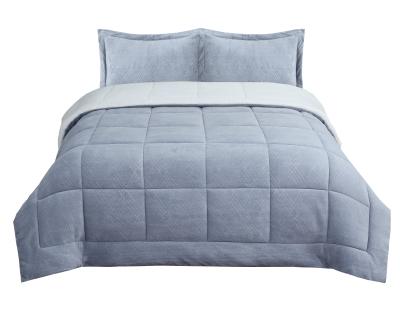 China Double Sided Coral Fleece Sherpa Quilt Set 3D Embossed 100 Polyester Filling Twin Full Queen King for sale