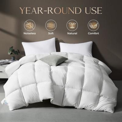 China Hungarian White Goose Down Comforter 90% Down 100% Cotton Shell Luxury Insulation for sale