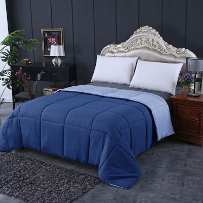 China Microfiber Solid Contrast Color Quilt 85gsm Face Back 150gsm Poly Filling Knife Edge Big Square Quilt for sale
