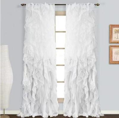 China 50gsm Polyester Voile Curtain with Lace Joint and 1cm Side Hem for sale