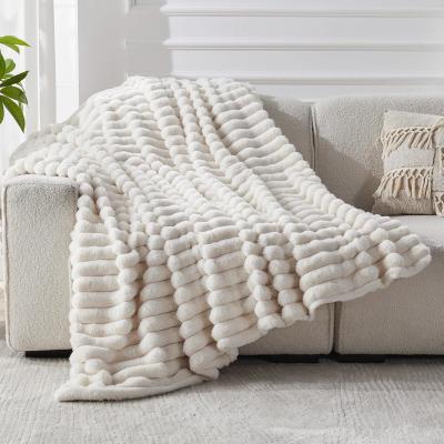 China Faux Rabbit Fur Blanket -250-350GSM Faux Rabbit，Solid， 100% polyester-Fleece, Solid, 100% polyester for sale