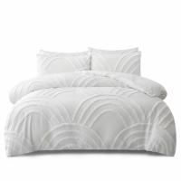 China Jacquard Comforter Set 105gsm Polyester Shell 220gsm Poly Fill Single Needle Quilt White for sale