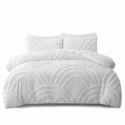 China Jacquard Comforter Set 105gsm Polyester Shell 220gsm Poly Fill Single Needle Quilt White for sale