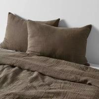 China Washed Crepe Cover Set 120gsm Knife Edge Button Bottom Bedding for sale
