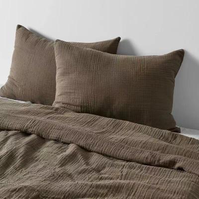 China Washed Crepe Cover Set 120gsm Knife Edge Button Bottom Bedding for sale