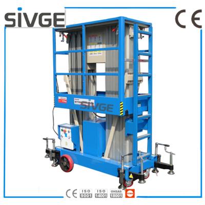 China 12 m Aluminum Alloy vertical mast lift manlift double mast lift vertical platform lift aerial work platform for sale