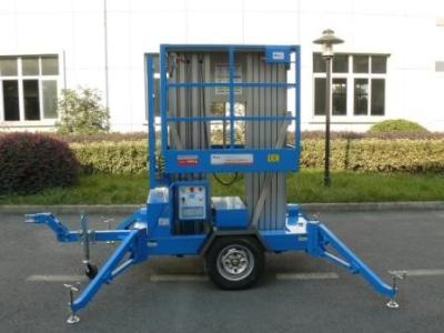China Trailer Mounted Lift For Wall Cleaning , 10m Dual Mast Hydraulic Work Platform for sale