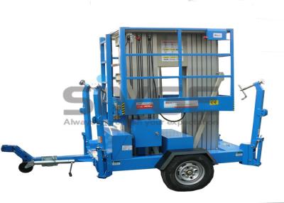 China Aluminium Alloy Hydraulic Work Platform , 10m Dual Mast Trailer Mounted Boom Lift for sale