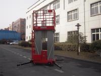 China Dual Mast Hydraulic Aerial Work Platform Manual Push Around 8 Meter Platform Height for sale
