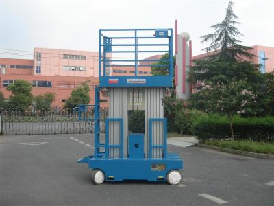 China Blue Hydraulic Aerial Work Platform Dual Mast With 10m Working Height for sale