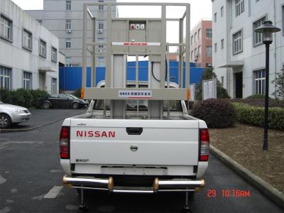 China Double Mast Truck - Mounted Aerial Lift , Aluminium Work Platform For 2 Persons for sale
