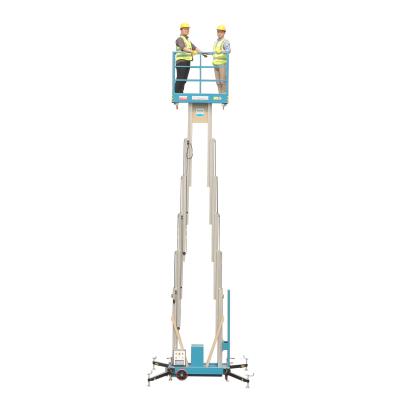 China 14 M Working Height Compact Double Mast Aluminum Mobile Aerial Work Platform for sale