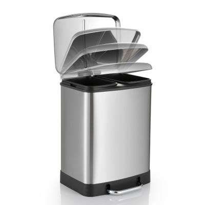 China Rectangular 24L Stainless Steel Garbage Can for sale