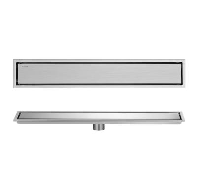 China 304 Stainless Steel Rectangular Tile Insert Floor Drain Gold Long Linear Anti Odor 600mm for sale