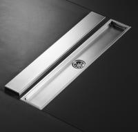 China 304 Stainless Steel Rectangular Tile Insert Floor Drain Gold Long Linear Anti Odor 600mm for sale
