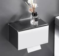 China 304 Stainless Steel Toilet Paper Holder Waterproof Wall Mounted Tissue Box 20x20cm for sale