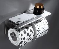 China 304 Stainless Steel Toilet Paper Holder with Phone Shelf Wall Mount 2-in-1 Tissue Roll Holder C19 for sale