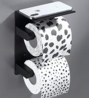 China 304 Stainless Steel Toilet Paper Holder with Phone Shelf Wall Mount 2-in-1 Tissue Roll Holder C19 for sale