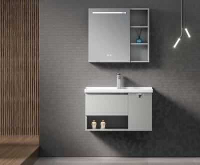 China Mocee Stainless Steel Bathroom Cabinet 800mm Film Coating Wall Mounted Storage for sale
