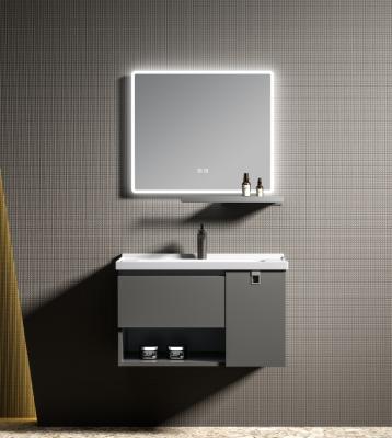 China Smart Bathroom Vanity 80cm with LED Anti-Fog Mirror and Medicine Cabinet for sale